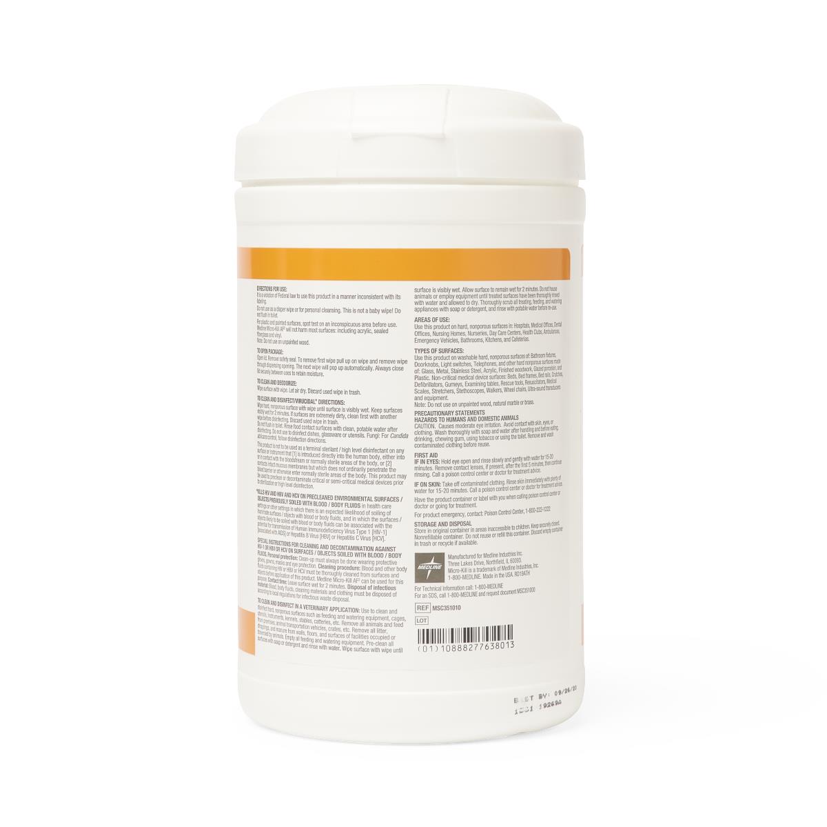6/CS Medline Micro-Kill AF2 Disinfecting, Deodorizing, Cleaning Wipes ...